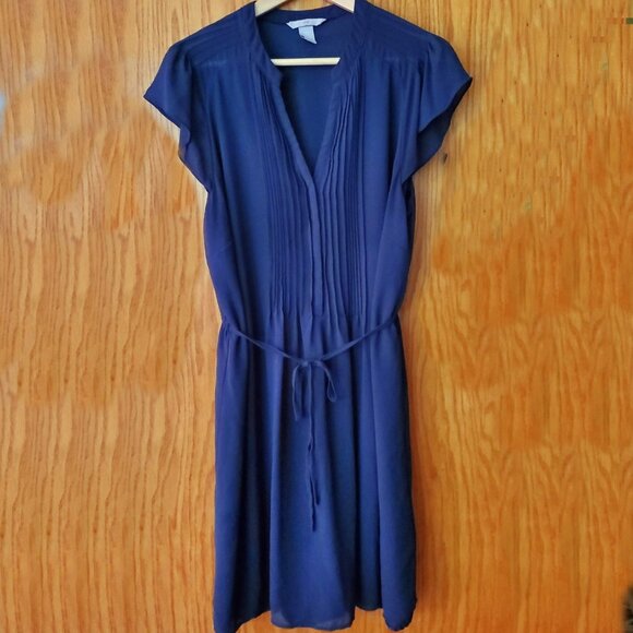 H&M | Dresses | Womens Hm Short Sleeve Vneck Dress Sz L Navy Blue Euc ...